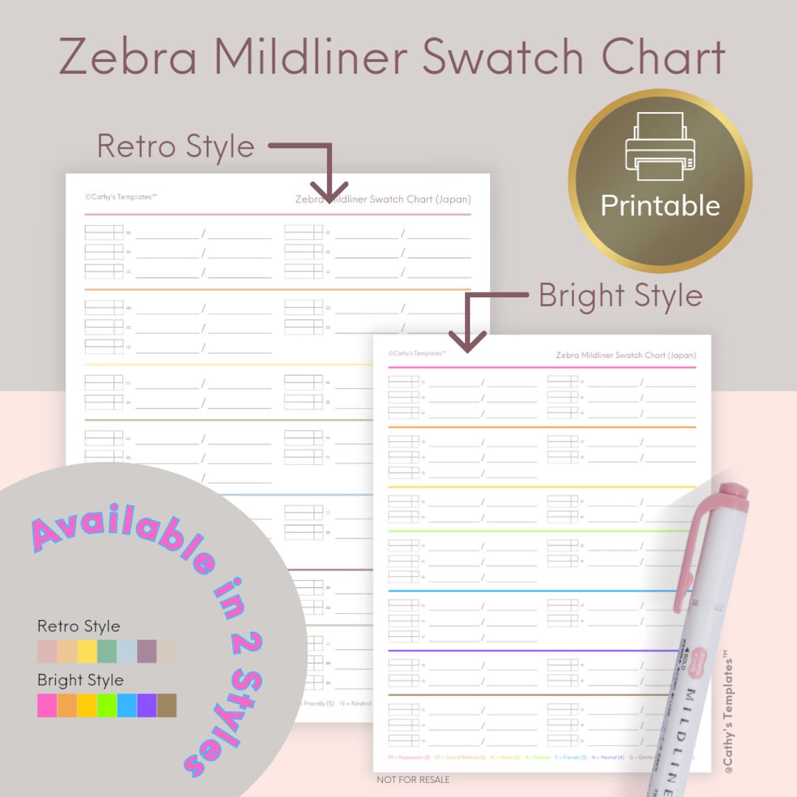 Zebra Mildliner Swatch Chart Japan Colors | Zebra Highlighter Swatch ...