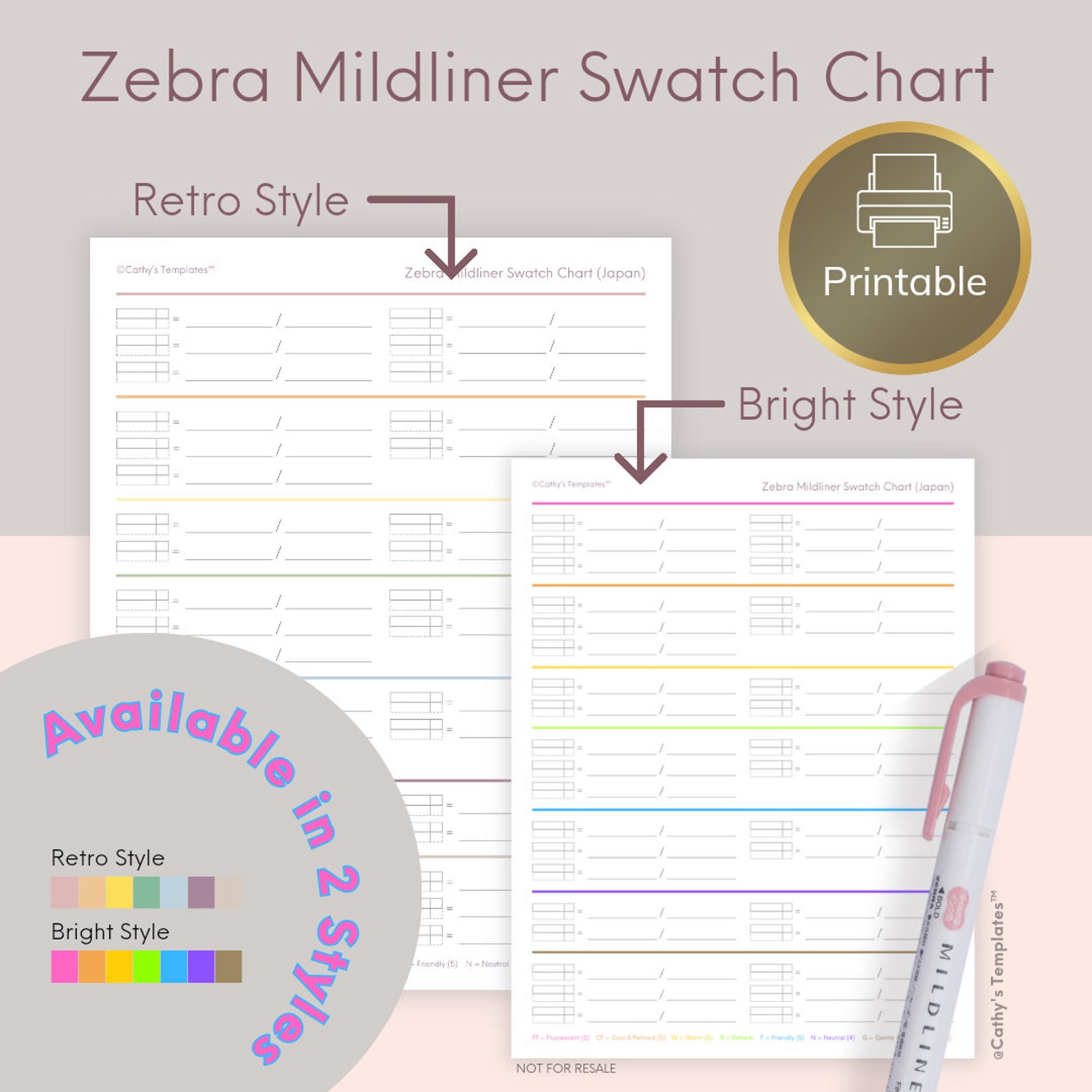 Zebra Mildliner Swatch Chart Japan Colors | Zebra Highlighter Swatch ...