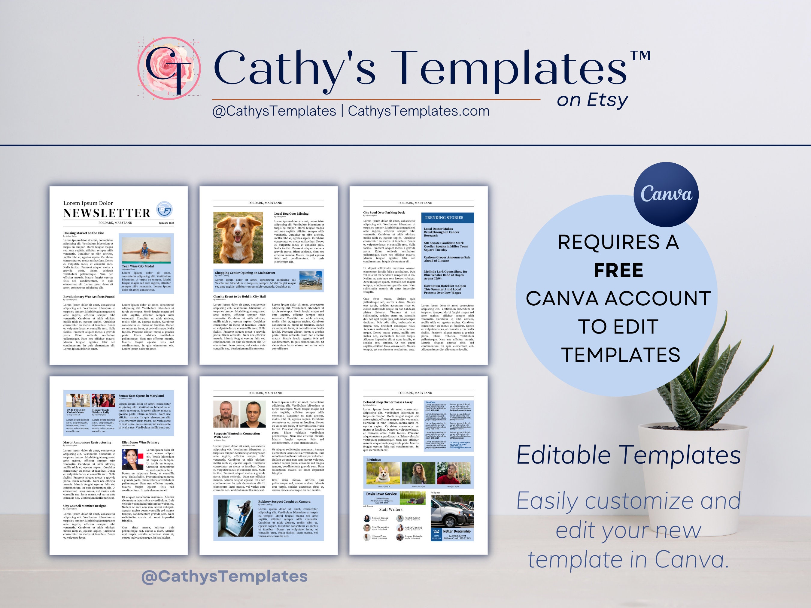 6-page Community Newsletter Template Town Newsletter 8.5 X - Etsy