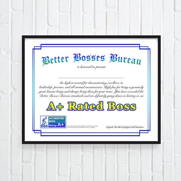 Certificate for Boss Day - Etsy