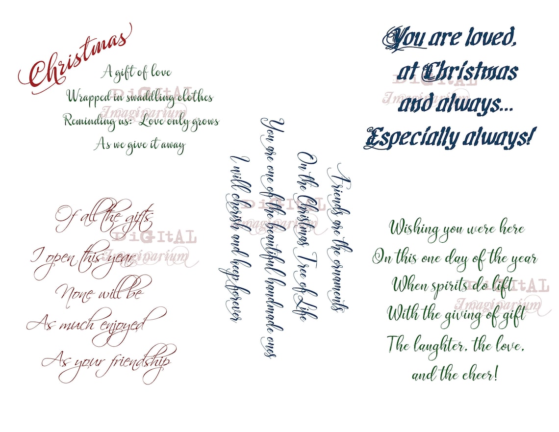 Printable Christmas Sayings, Sentiment Stamps, Instant Digital Download ...