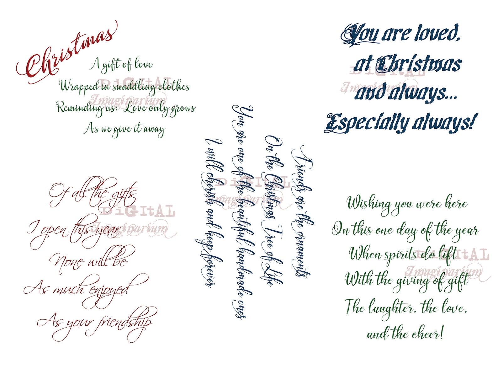 Printable Christmas Sayings, Sentiment Stamps, Instant Digital Download ...