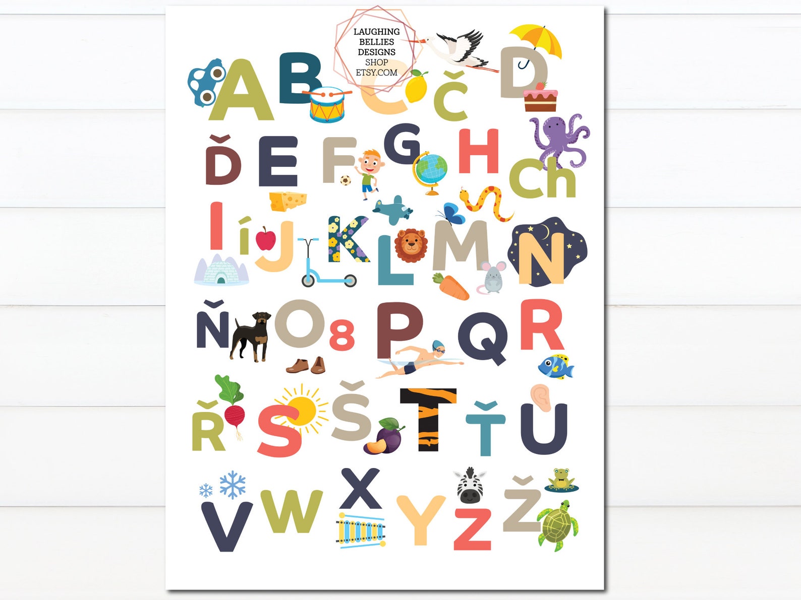 Czech ABC Alphabet Poster Nursery Decor Art Print Ceska | Etsy