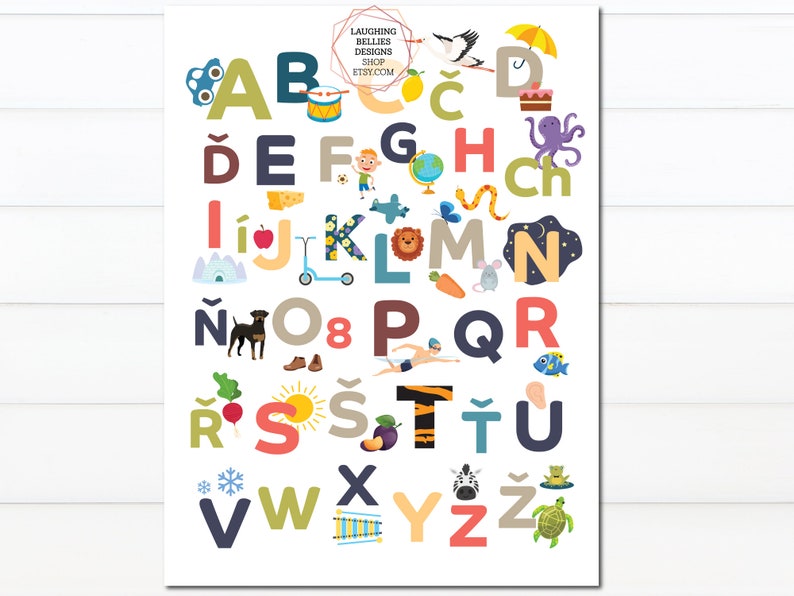 Czech ABC Alphabet Poster Nursery Decor Art Print Ceska - Etsy