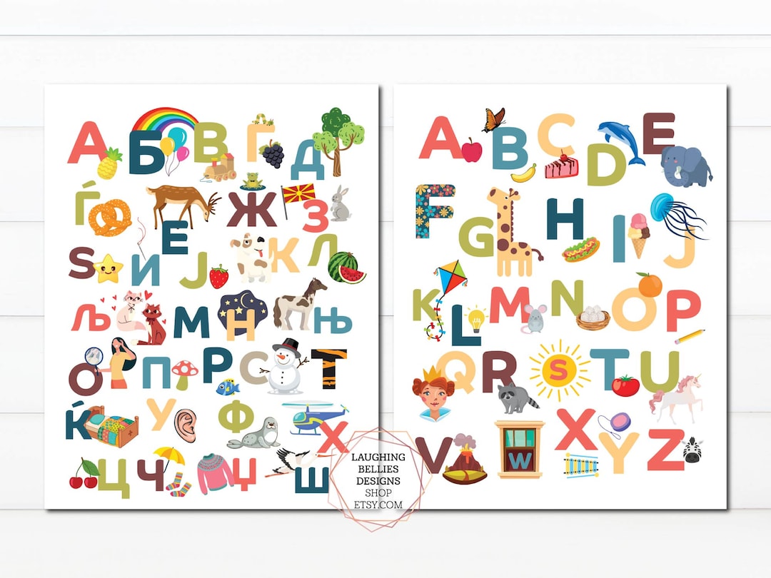 Macedonian Azbuka & English Alphabet ABC Posters for Kids - Etsy
