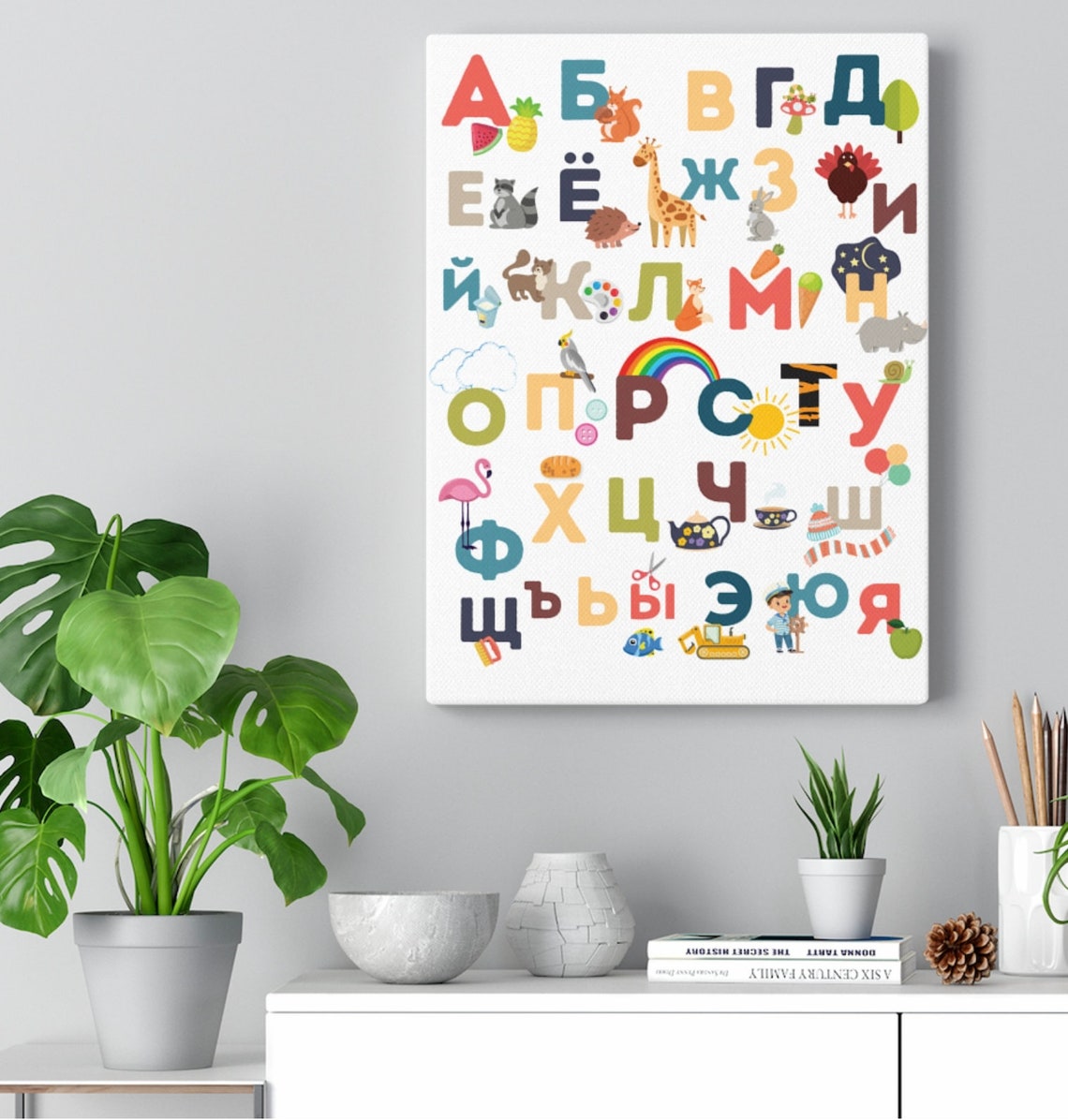 Russian Alphabet Poster Canvas Russian Cyrillic Alphabet - Etsy