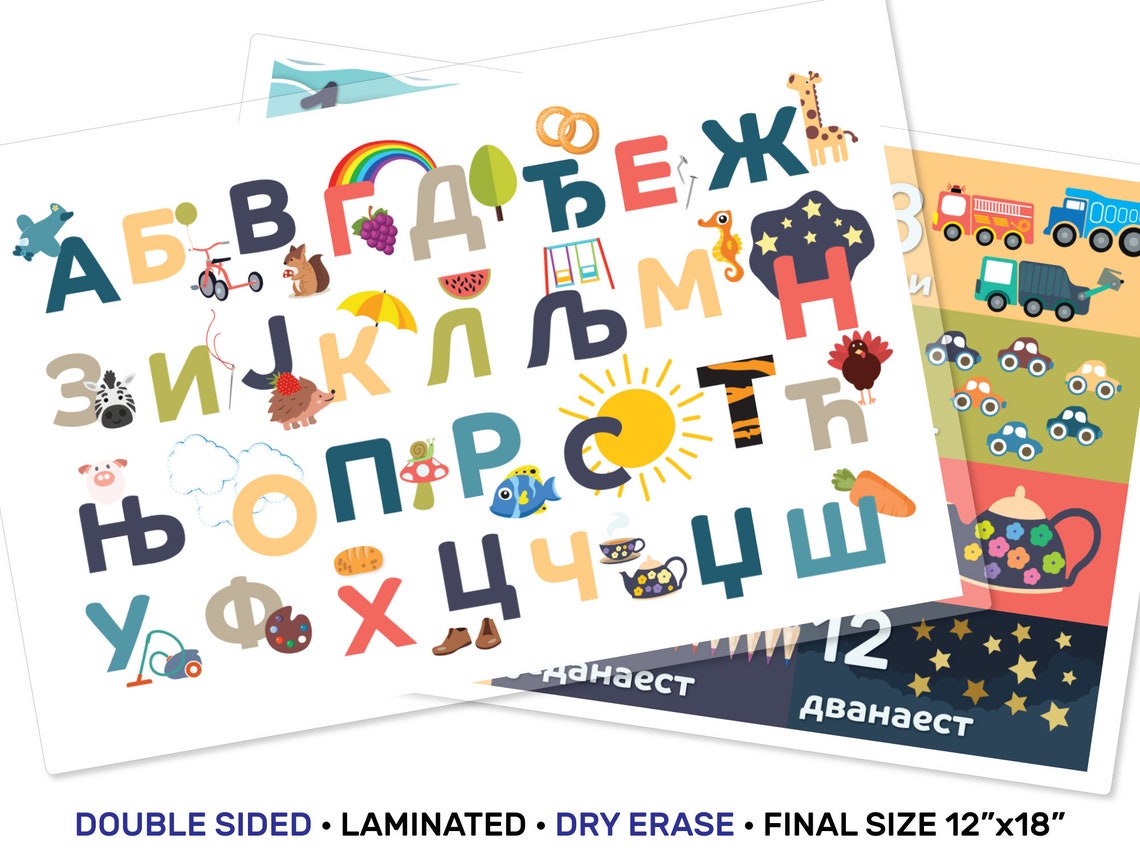 Serbian Alphabet ABC & Numbers Educational Laminated Placemat | Etsy