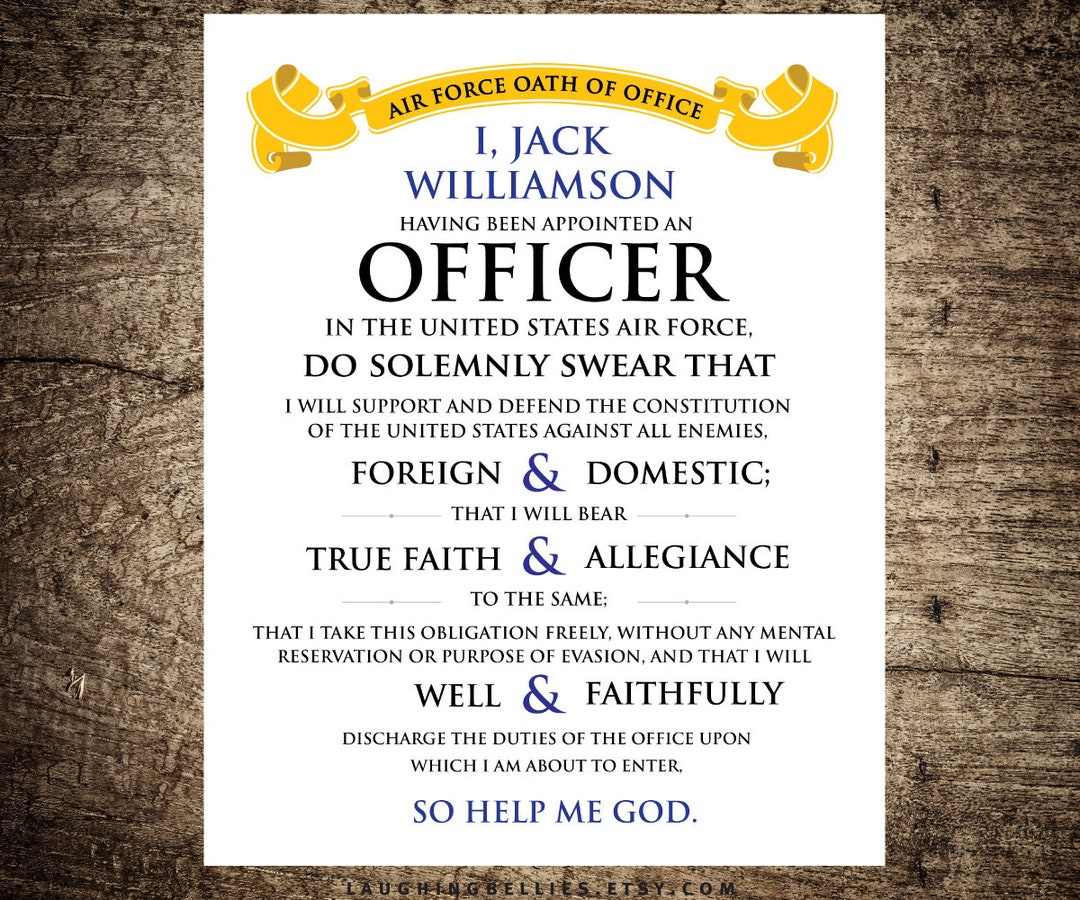 Military Officer's Oath of Office, Air Force Oath of Office, Army Oath of Office, Navy Oath of ...