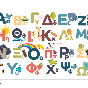 Children's Greek Alphabet Dry Erase Placemat With Pictures - Etsy