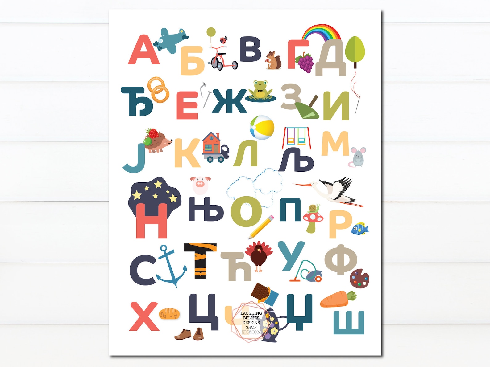 Serbian Cyrillic Letters Alphabet Poster ABC Children's | Etsy