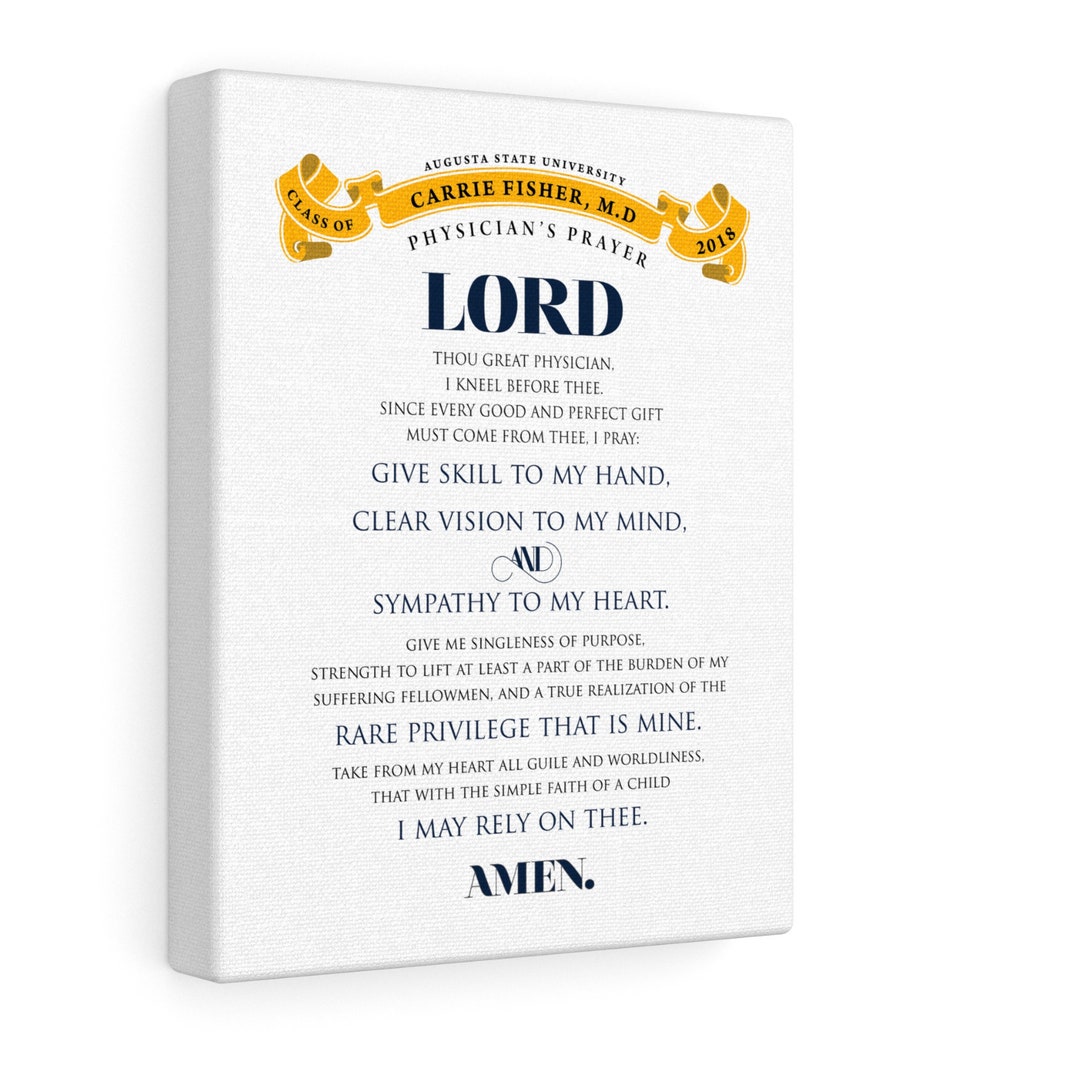 Physician's Prayer Print Medical Catholic Prayer Canvas Doctor's ...