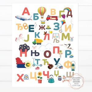 Serbian Cyrillic Letters Alphabet Poster ABC Children's - Etsy