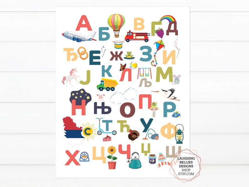 Serbian Cyrillic Letters Alphabet Poster ABC Children's - Etsy