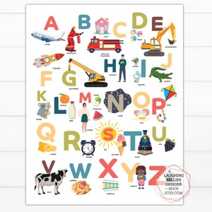 Brazilian Portuguese Alphabet Poster Chart With Pictures | Alfabeto ...
