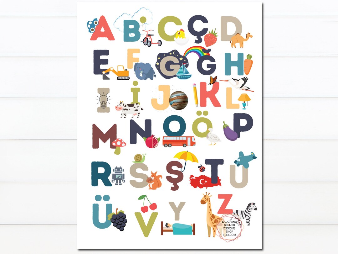 Turkish Alphabet Poster Children's Print Türkçe Alfabe - Etsy