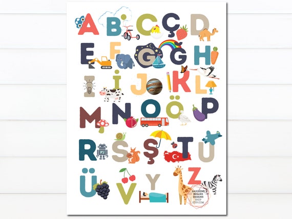 Turkish Alphabet Poster Children's Print Türkçe Alfabe | Etsy
