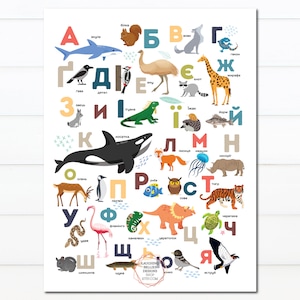 Ukrainian Alphabet Poster Chart With Pictures Kids ABC - Etsy