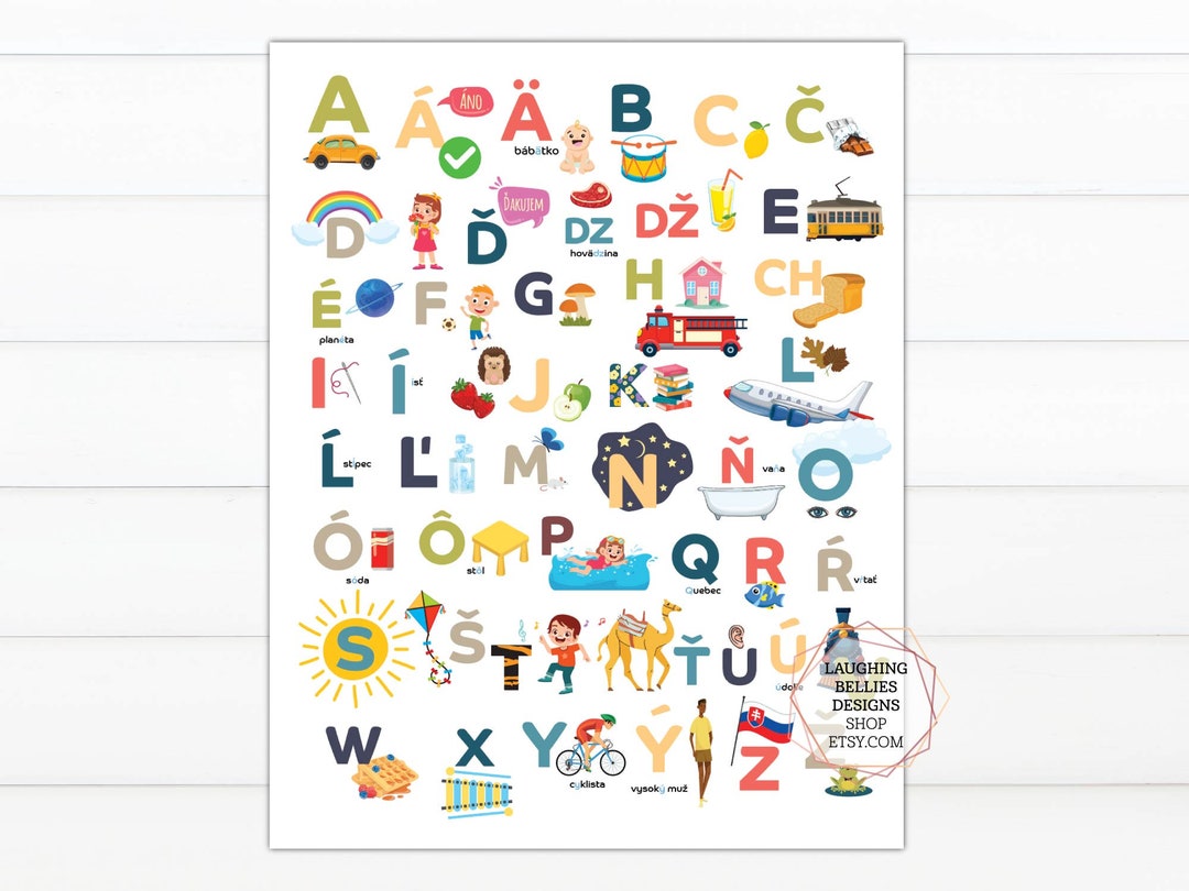 Slovak Alphabet Poster Children's Print | Slovenská Abeceda ...