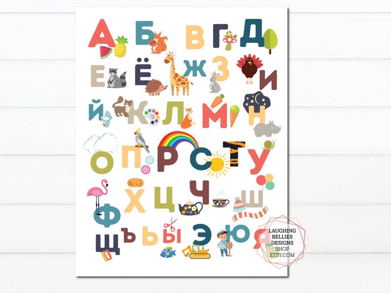Russian Alphabet Poster Canvas Russian Cyrillic Alphabet - Etsy