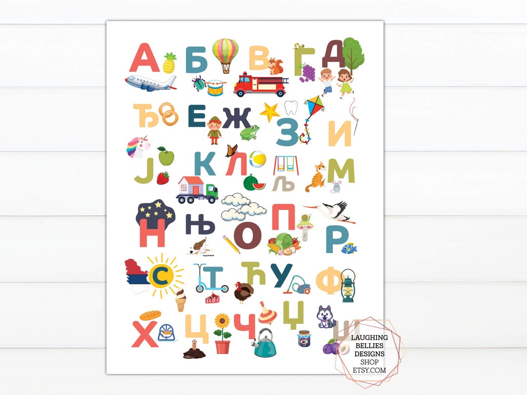 Serbian Cyrillic Letters Alphabet Poster ABC Children's Print - Etsy