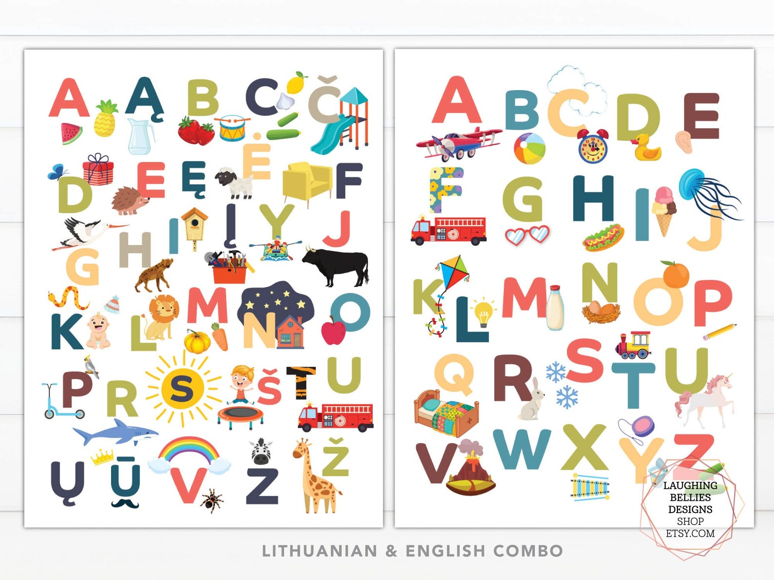 Lithuanian & English Alphabet ABC Posters Estonian Decor - Etsy Hong Kong