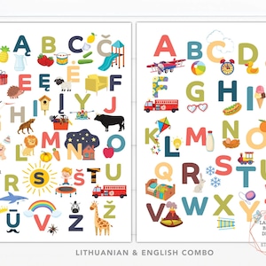 Lithuanian & English Alphabet ABC Posters | Estonian Decor Wall Art - Etsy