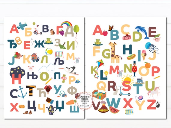 Serbian Azbuka & English Alphabet ABC Posters Serbian | Etsy