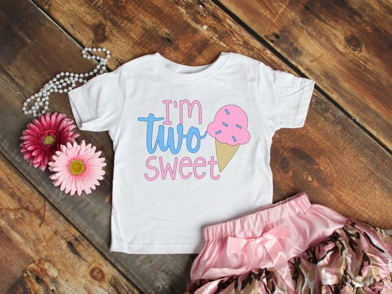 I'm Two Sweet T-shirt Girls 2nd Birthday Shirt Ice Cream | Etsy