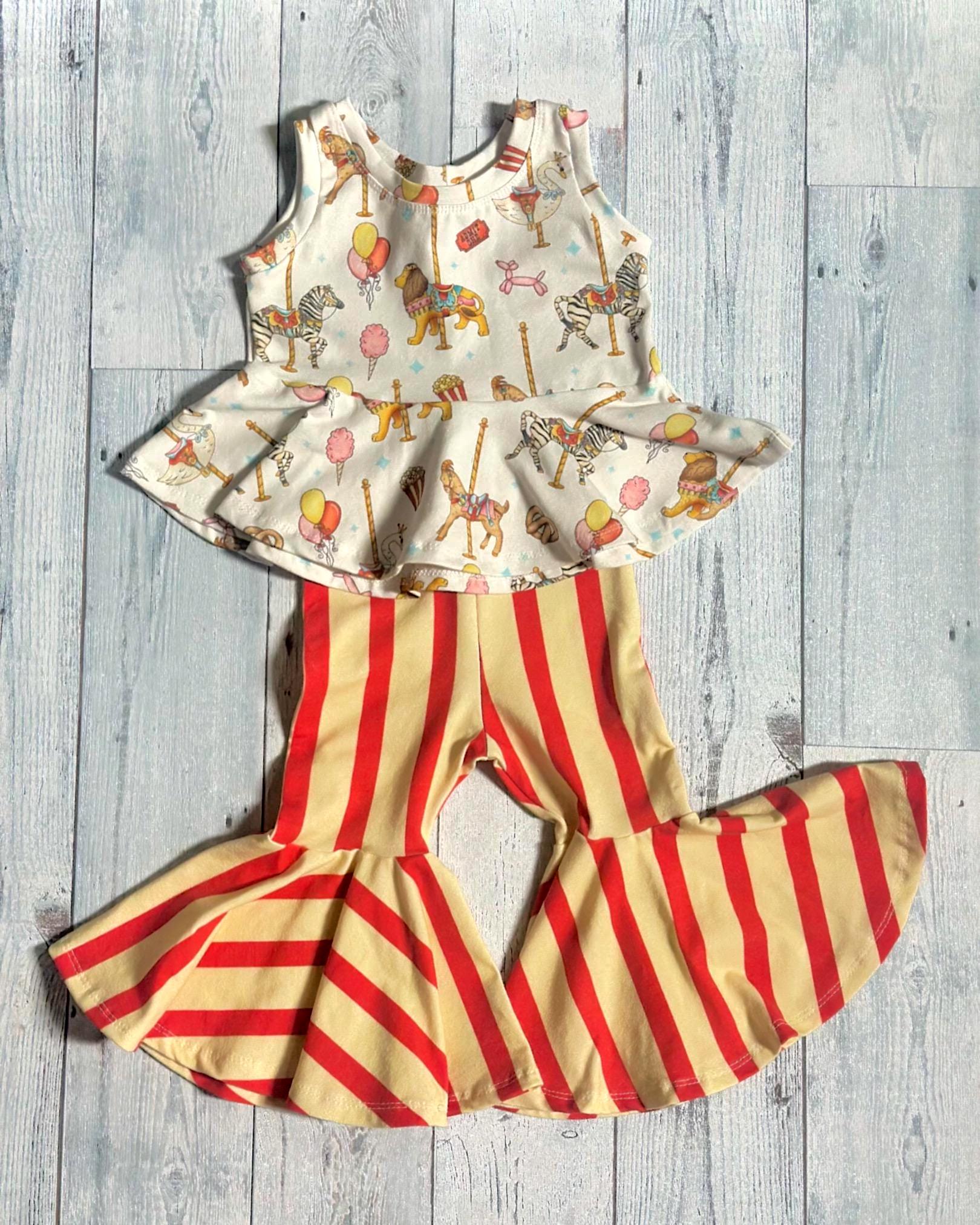 Circus Theme Bell Bottom Pants and Peplum Girls Ringmaster Top Birthday ...