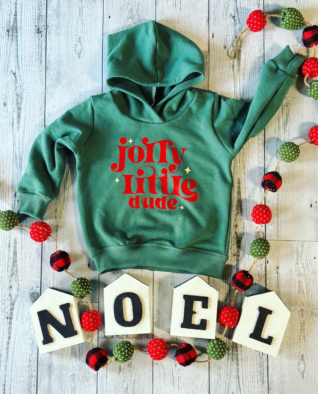 Jolly Little Dude Hoodie, Christmas Hoodie, Baby Toddler Green Holiday ...