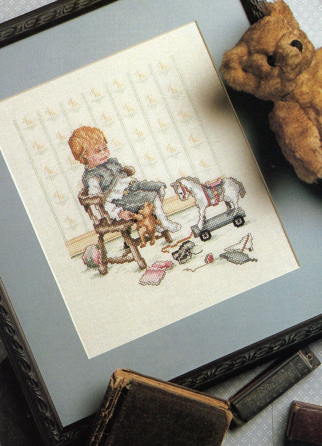 Vintage THE POUTING CHAIR _ Little Boy in the Corner _ Cross X-stitch ...