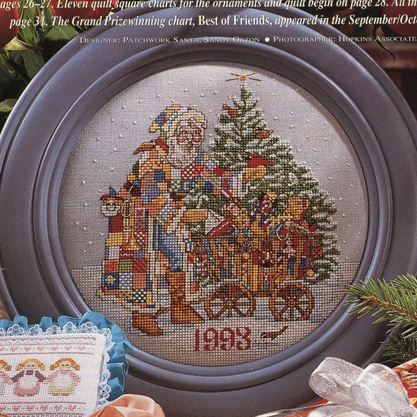 Patchwork Santa Cross Stitch - Etsy