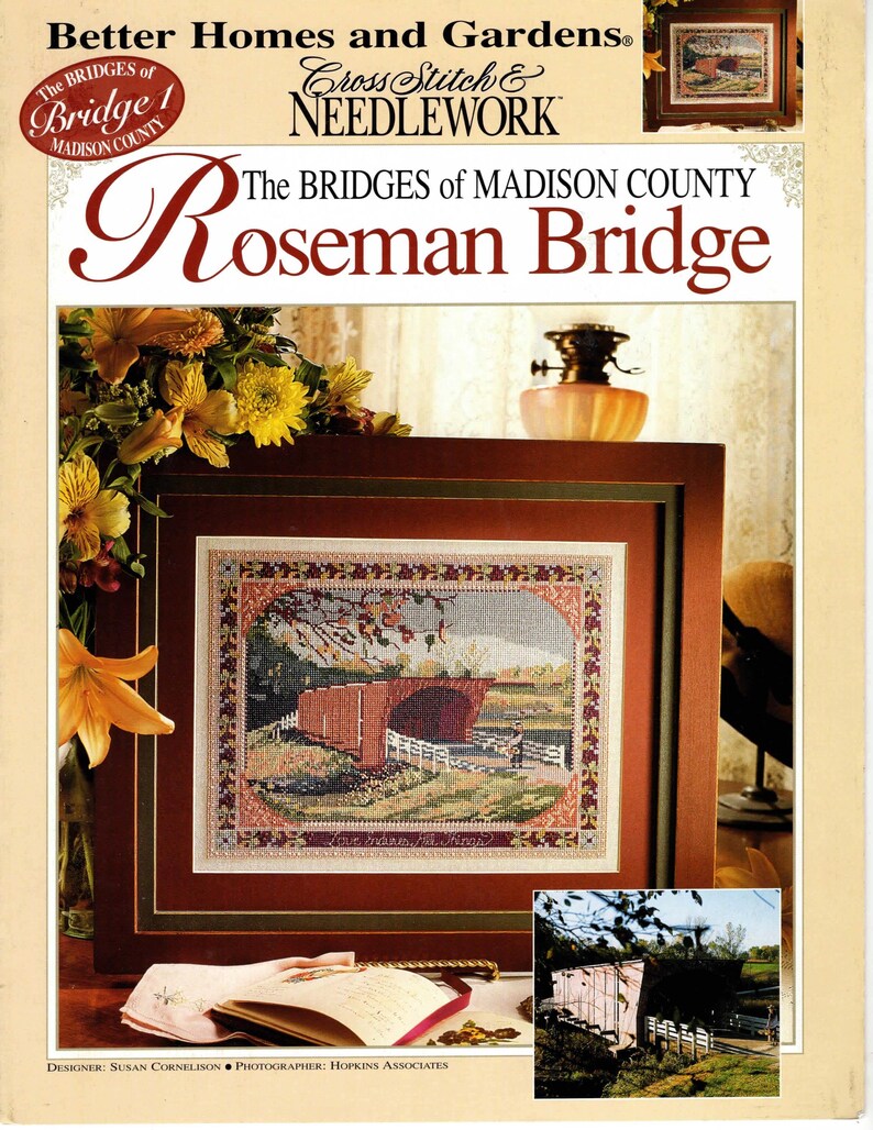 Vintage Cross Stitch Booklet _ Roseman Covered Bridge _ Counted Cross ...