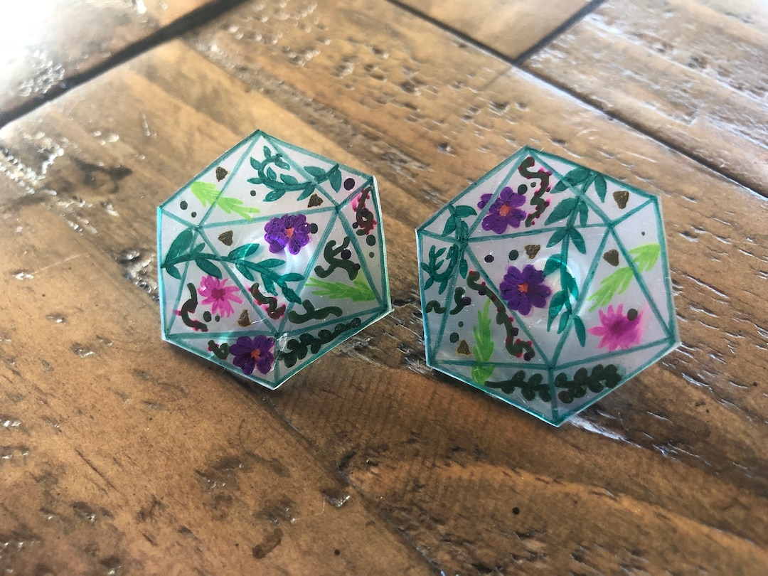 D20 Terrarium Dice Pendientes DND - Etsy España