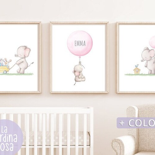 Pink Printable Nursery Wall Art Set of 6 Poster Baby Girl - Etsy