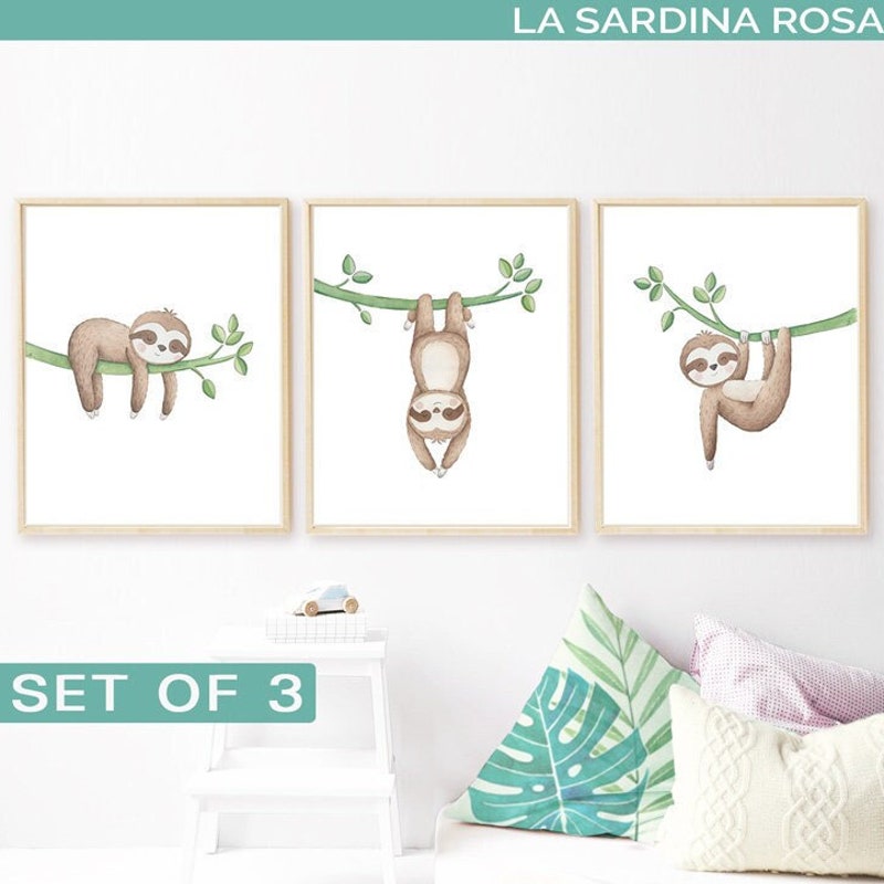 Sloth Nursery Art - Etsy