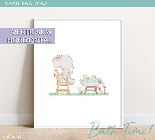 Quadretto camera bimbi Stampa elefante acquerello Disegni | Etsy
