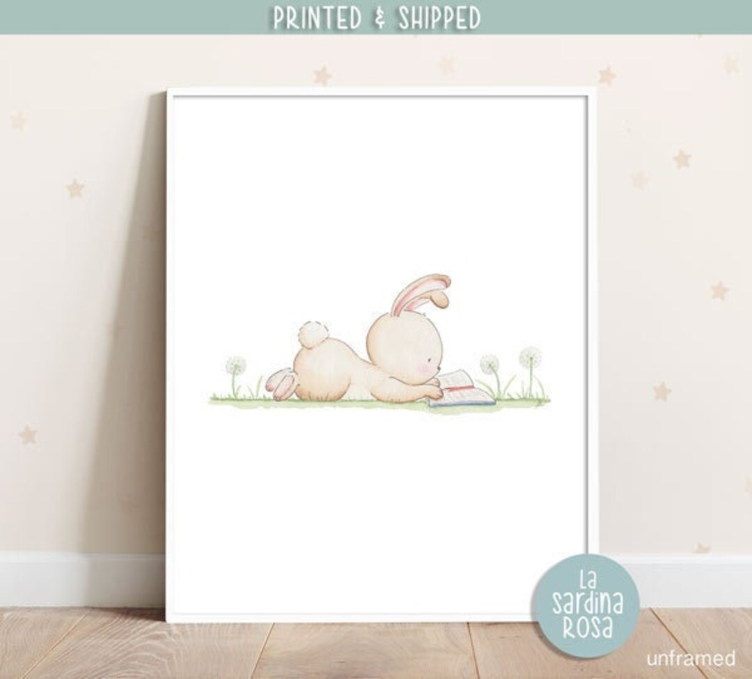 Baby Bunny Nursery Art Playroom Print Watercolor Bunny Art - Etsy