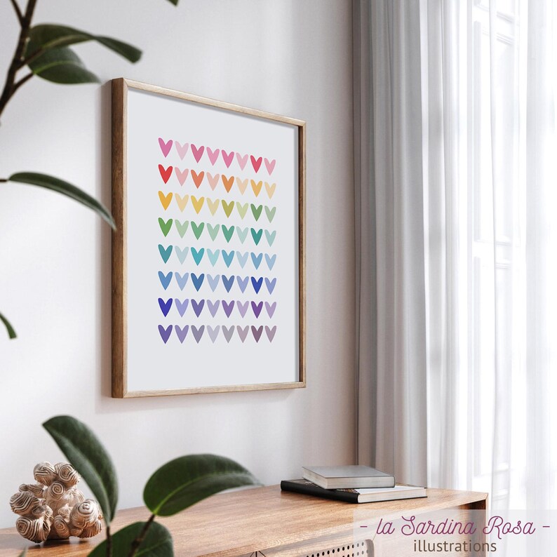 Hearts Poster, Printable Wall Art, Neutral Nursery Decor, Valentine's ...