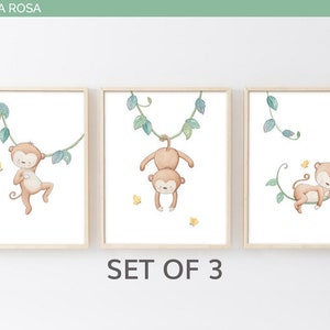 Monkey Nursery Art Set Baby Room Decor Jungle Nursery Print - Etsy