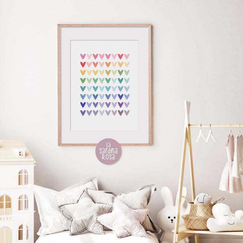 Hearts Poster, Printable Wall Art, Neutral Nursery Decor, Valentine's ...