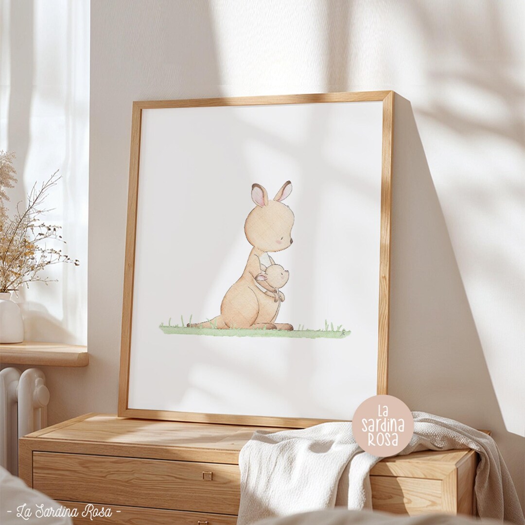 Kangaroo Mom and Baby Print, Gender Neutral Nursery Art, Australian ...
