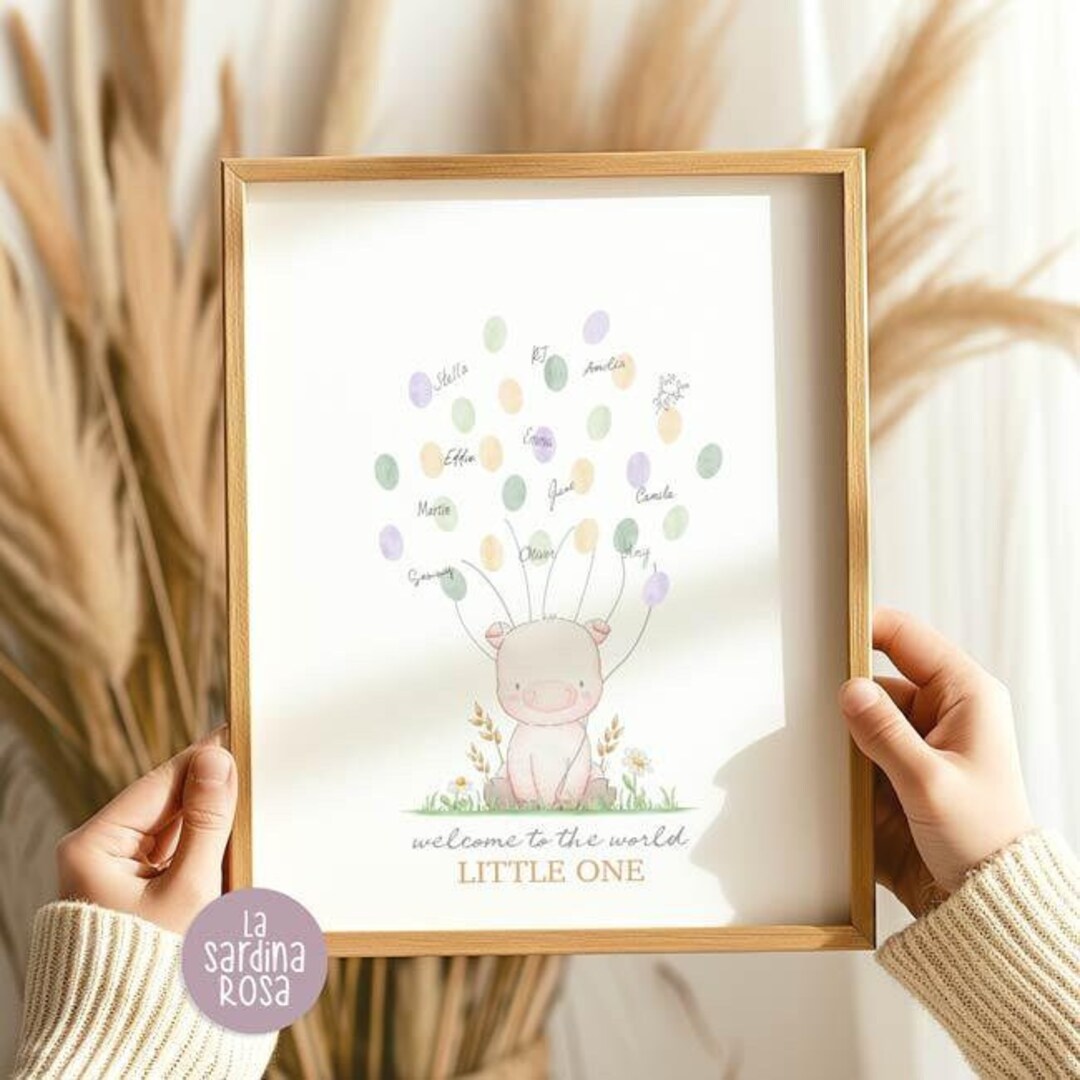 Pig Baby Shower Thumbprint Guest Book, Farm Theme Decor, Gender Neutral ...