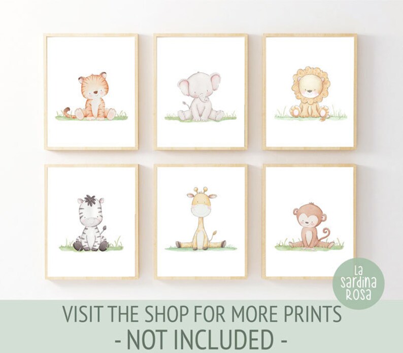 Jungle Nursery Wall Art, Set of 3 Prints, Safari Baby Animals Art ...