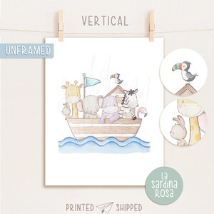 Kids Playroom Print, Noah's Ark Nursery Wall Art, Safari Zoo Animals ...