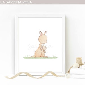 Kangaroo Print, Mom and Baby, Neutral Nursery Art, Australian Animal ...