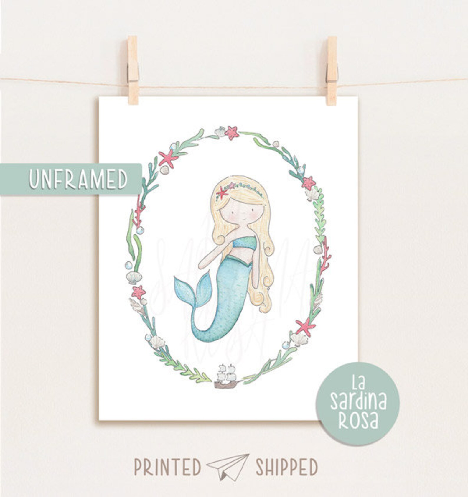 The Little Mermaid Wall Art Girls Room Decor Mermaid Print - Etsy