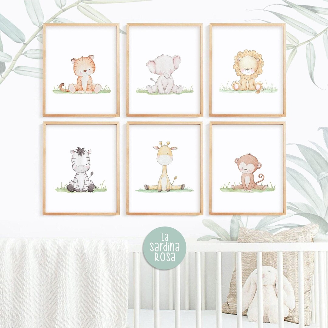 Safari Baby Animals, Jungle Nursery Wall Art, Set of 6 Safari Nursery ...