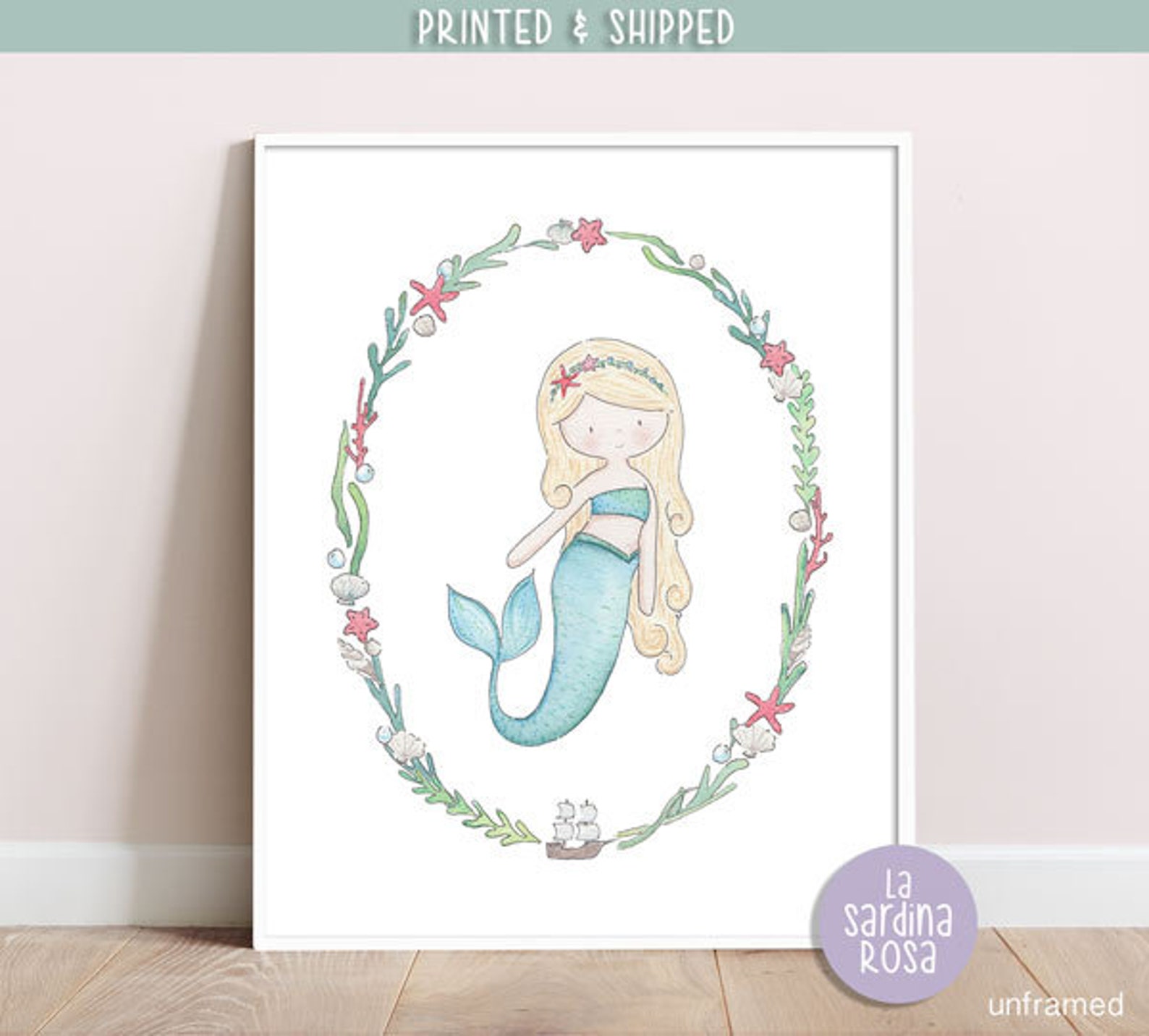 The Little Mermaid Wall Art Girls Room Decor Mermaid Print - Etsy