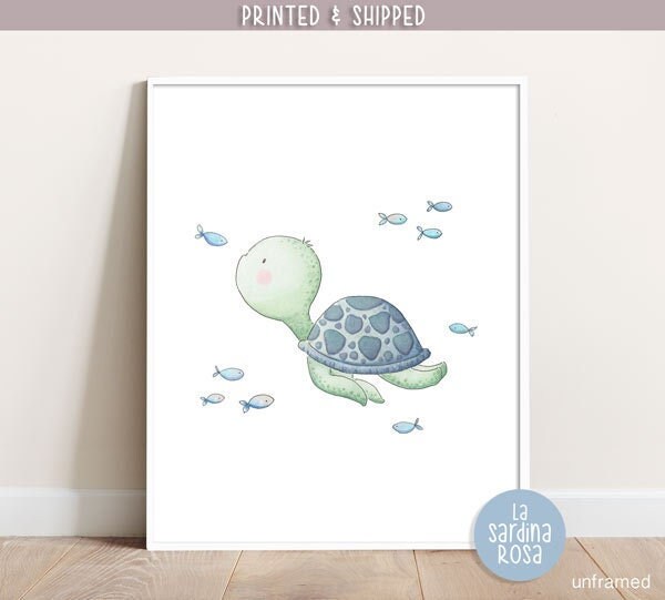 Sea Turtle Art Nautical Nursery Decor Under the Sea Wall - Etsy